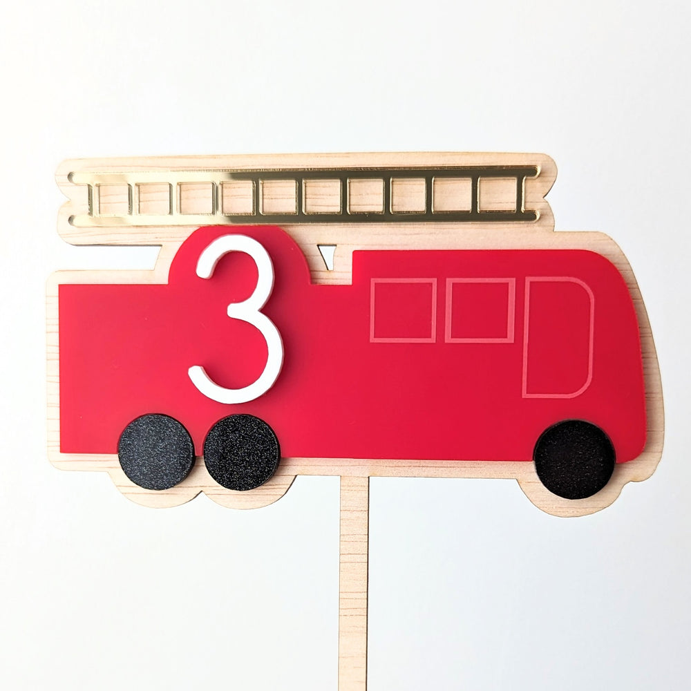 Fire Engine with Gold Ladder Cake Topper – Strachan Creative