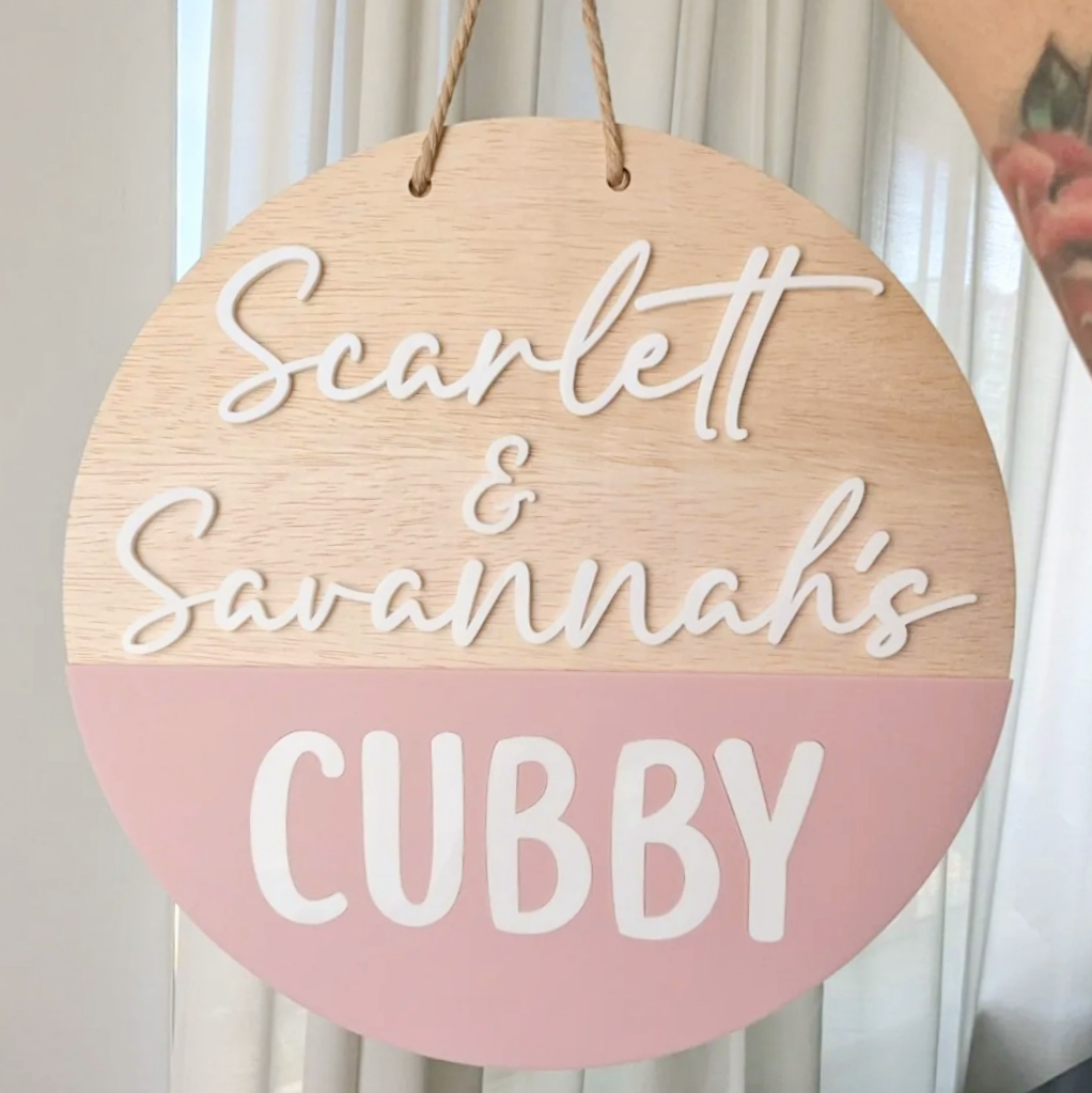 Wooden & Acrylic Cubby Sign – Strachan Creative